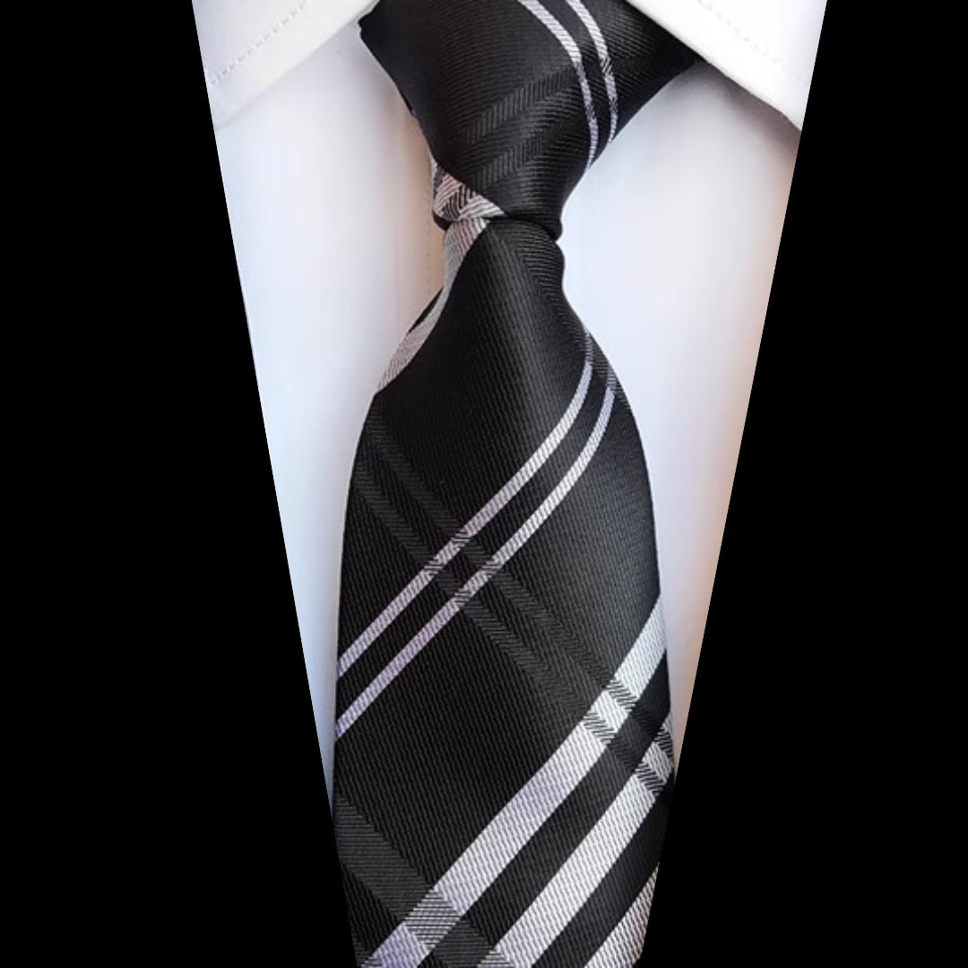 Black & White British Tie (A-01) – Manshil
