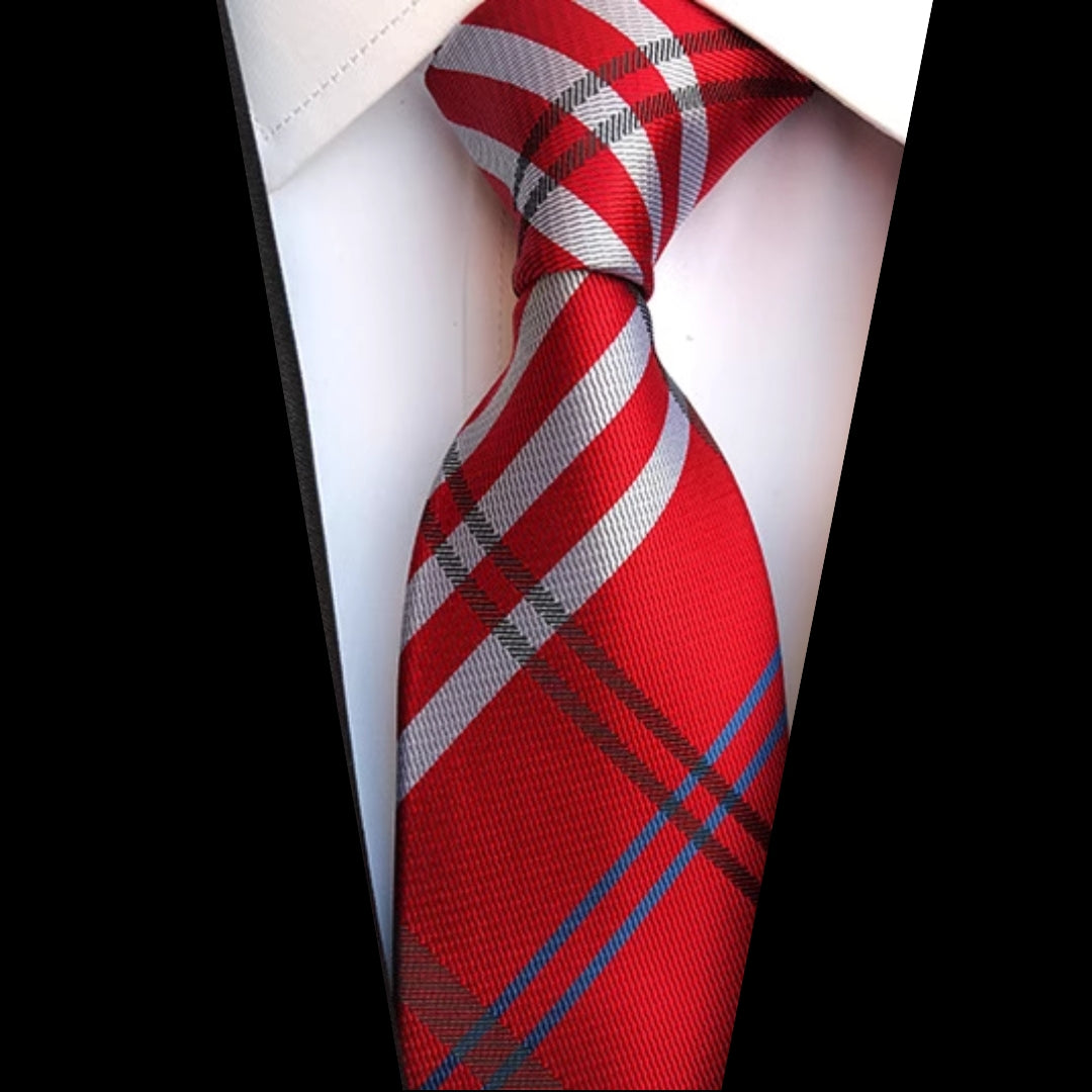 Red & Silver British Tie (A-03) – Manshil